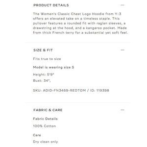 Y-3 | Tops | Y3 Womens Classic Chest Logo Hoodie Large New | Poshmark